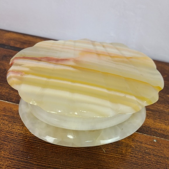 Vintage | Accents | Vtg Clam Shell Shaped Onyx Alabaster Marble Trinket ...